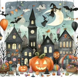 Whimsical Halloween Clip Art 10 High Res Watercolor Jpgs for Junk ...
