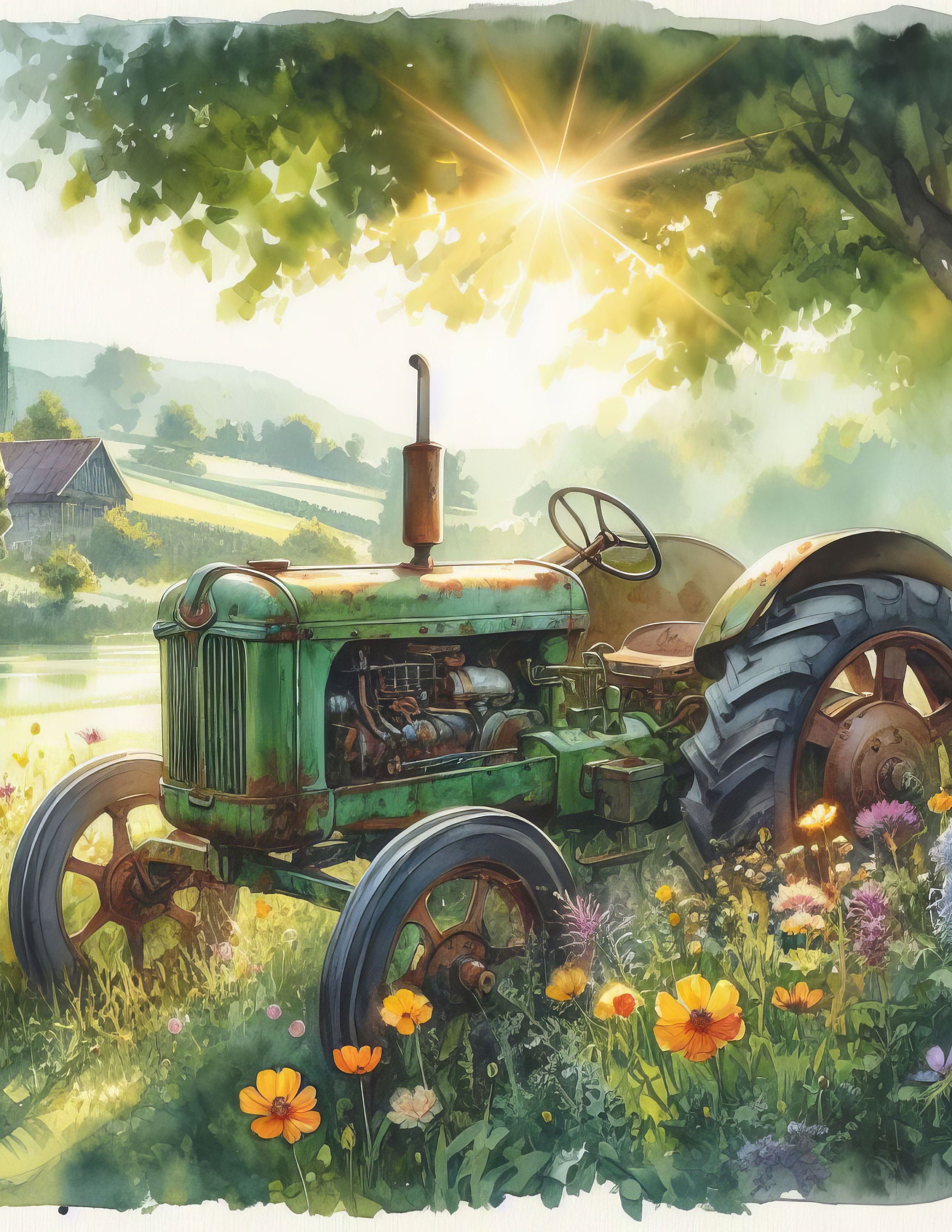 Rusty Old Tractor 10 High Res Watercolor Jpgs for Junk Journaling ...
