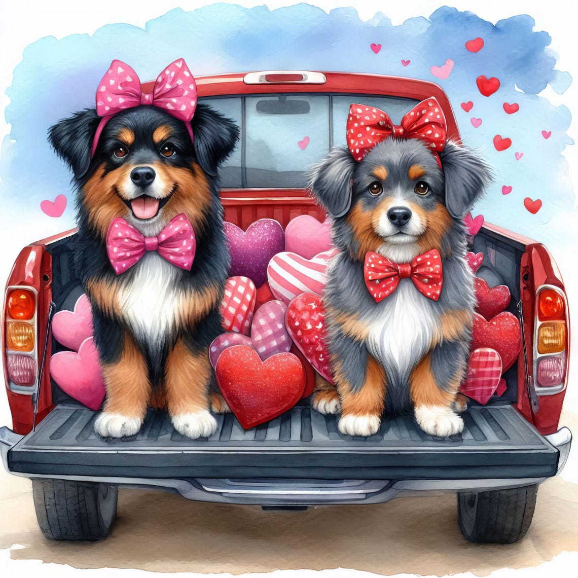 Valentine Dogs: Clip Art, 10 High Res Watercolor Jpgs, Junk Journaling ...