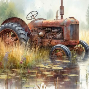 Rusty Old Tractor 10 High Res Watercolor Jpgs for Junk Journaling ...