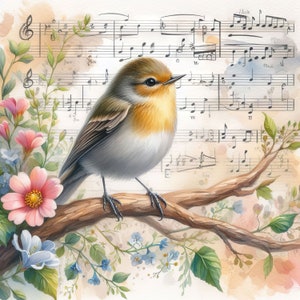 Songbirds Clip Art 10 High Res Watercolor Jpgs for Junk Journaling ...