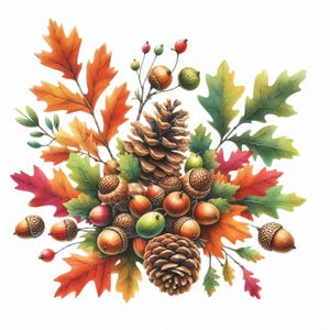 Fall Cluster Clipart 10 High Res Watercolor Jpgs for Junk Journaling ...