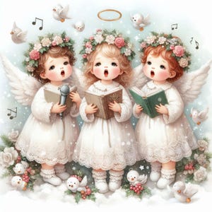Choir of Angels Clip Art 10 High Res Watercolor Jpgs for Junk ...