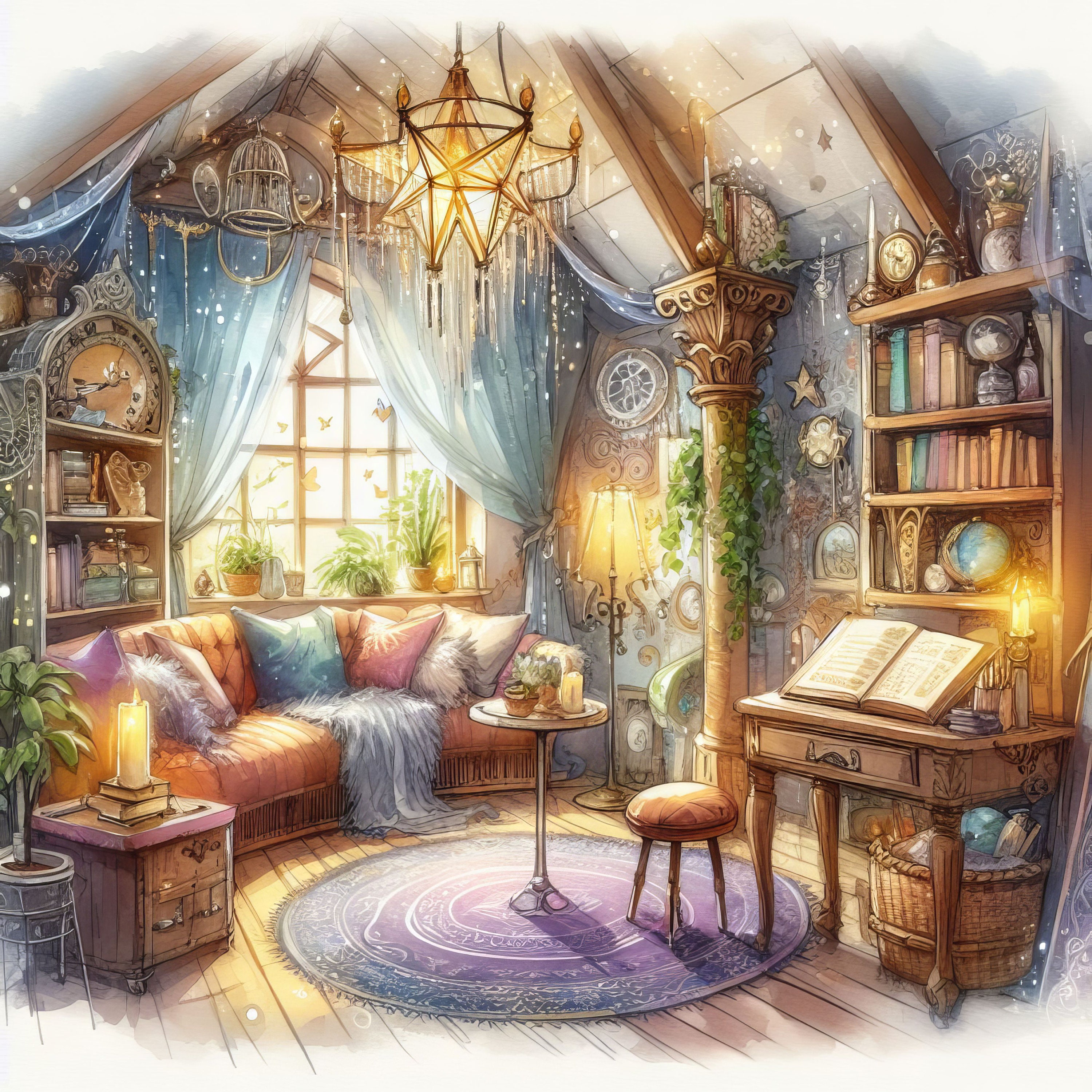 Magical Room: Clip Art, 10 High Res Watercolor Jpgs, Junk Journaling ...