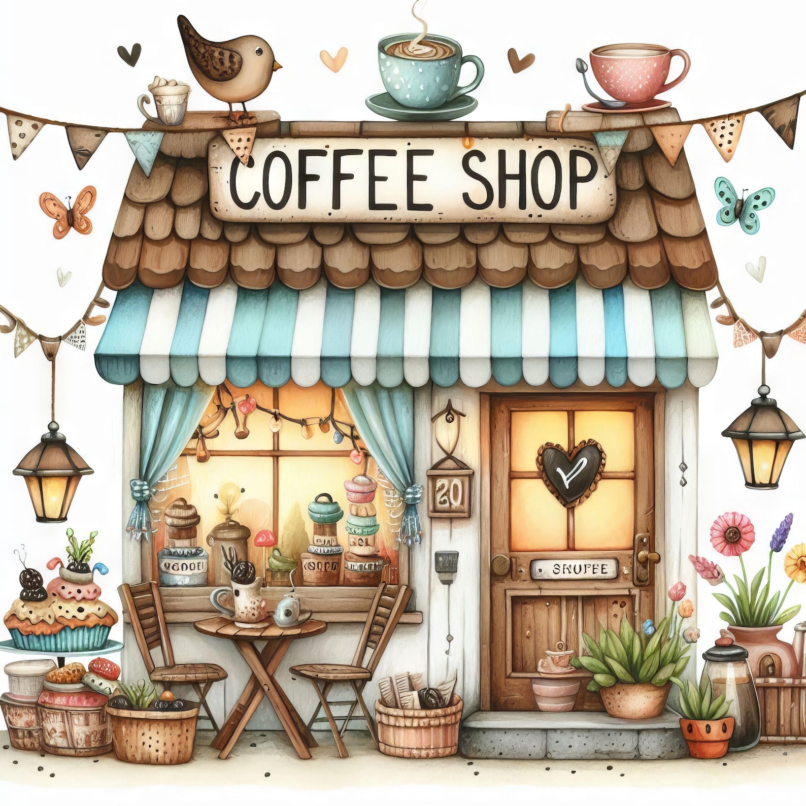 Coffee Shop: Clip Art, 10 High Res Watercolor Jpgs, Junk Journaling ...