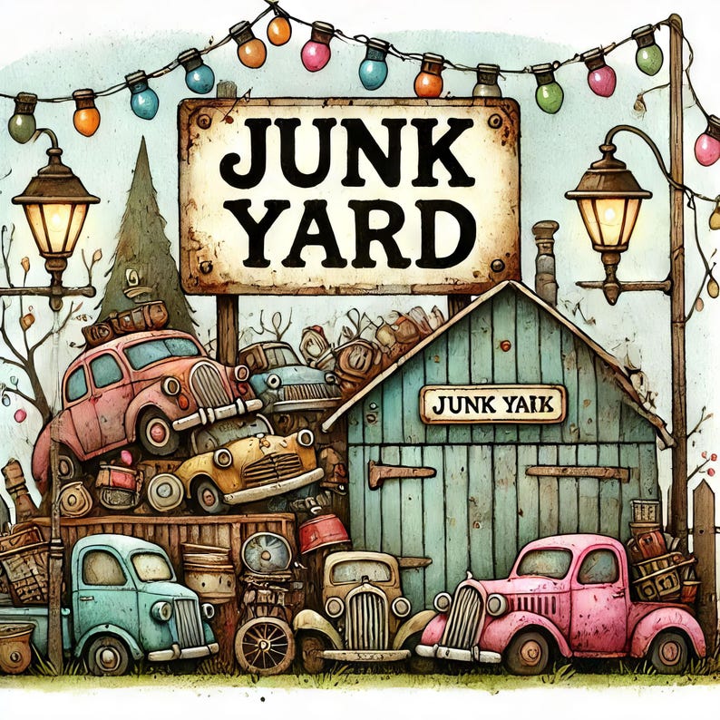 Junkyard: 10 High Res Watercolor Jpgs, Junk Journaling, Scrapbooking ...