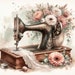 Vintage Sewing Machine: Clip Art Bundle 10 High Res Watercolor Jpgs for ...
