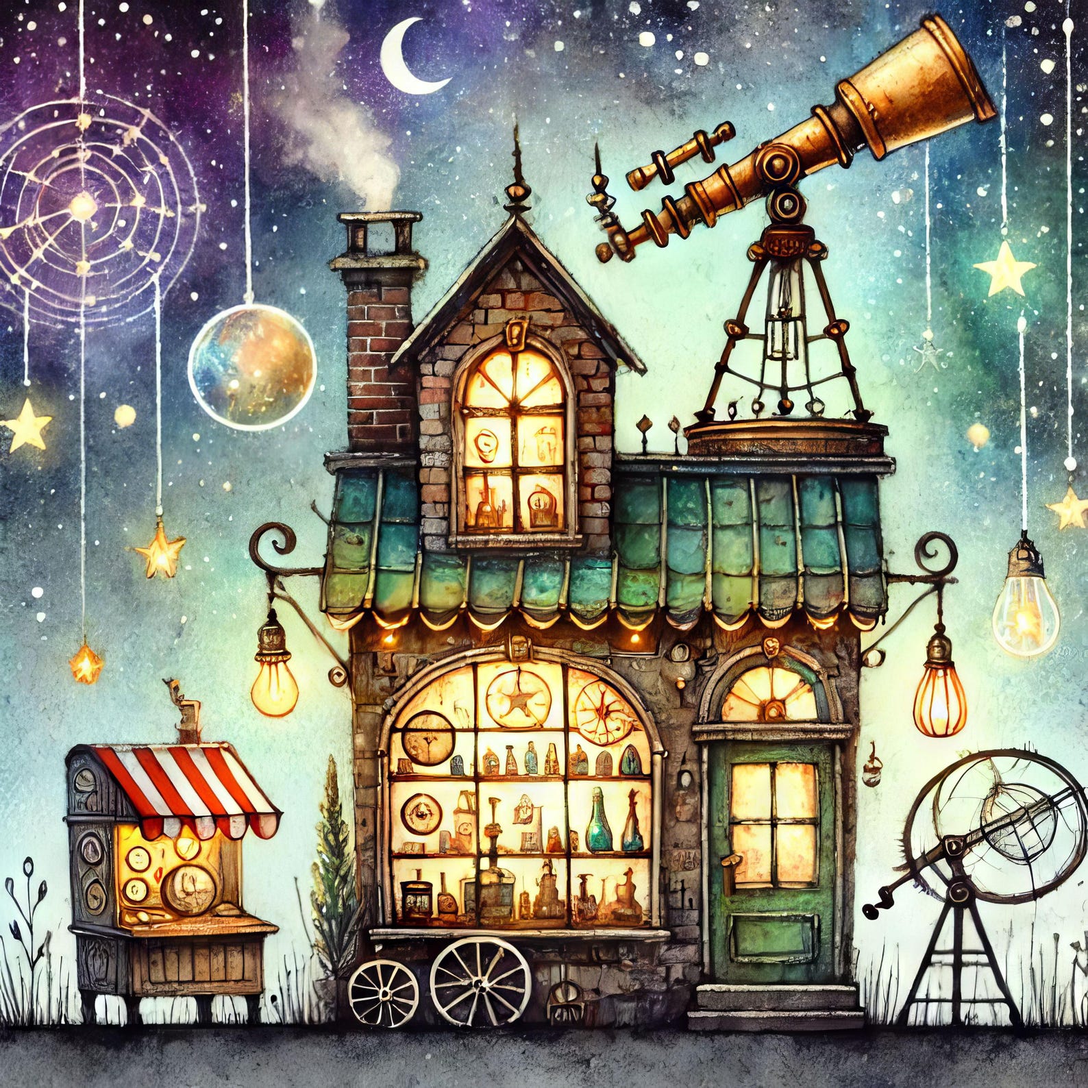 Astronomy Shop: 10 High Res Watercolor Jpgs. Junk Journaling ...