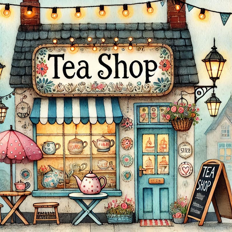 Tea Shop 10 High Res Watercolor Jpgs Junk Journaling, Scrapbooking ...