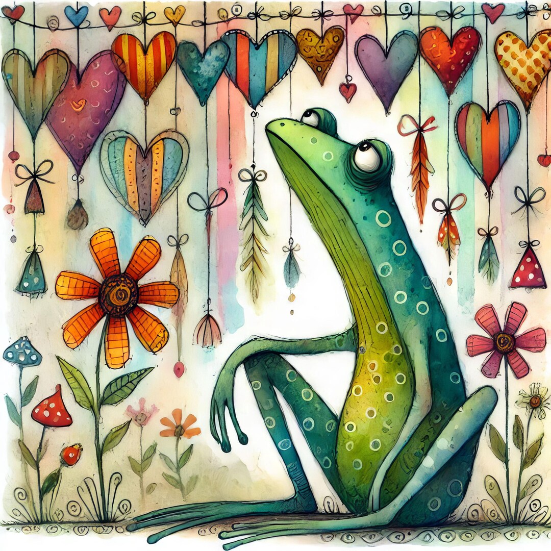 In Love With Frogs Clip Art 10 High Res Watercolor Jpgs Junk Journaling ...