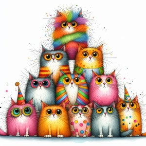 Quirky Cat Pyramid: Clip Art 10 High Res Watercolor Jpgs Junk ...