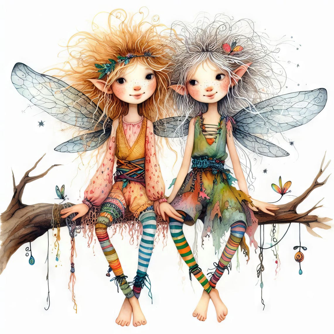 Quirky Magical Fairy Friends: 10 High Res Watercolor Jpgs, Junk ...