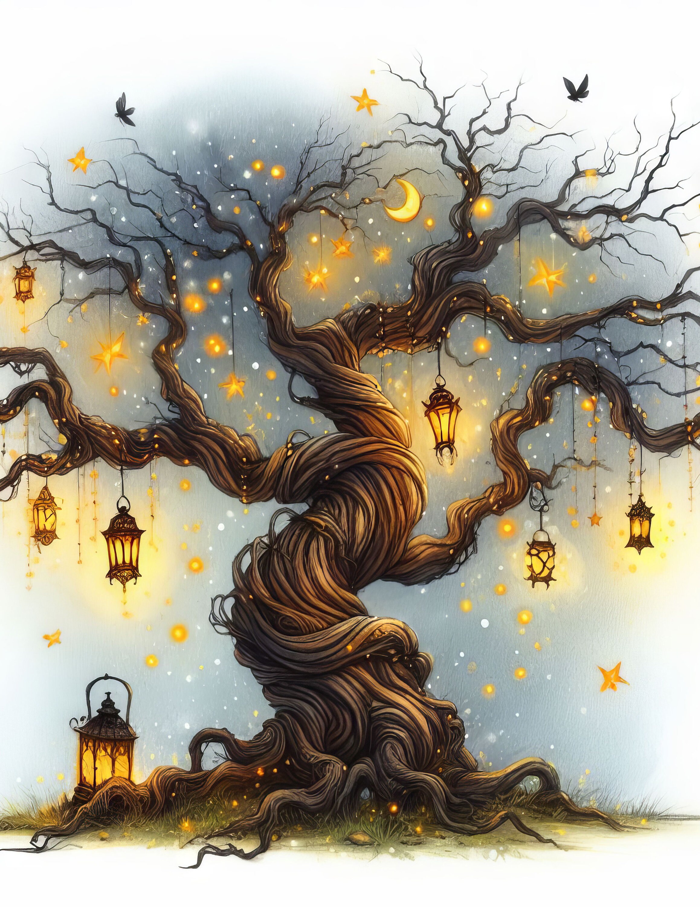 Firefly Tree Clipart Bundle 10 High Res Watercolor Jpgs for Junk ...