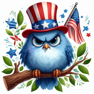 Grumpy 4th of July Birds 10 High Res Watercolor Jpgs Junk Journaling ...