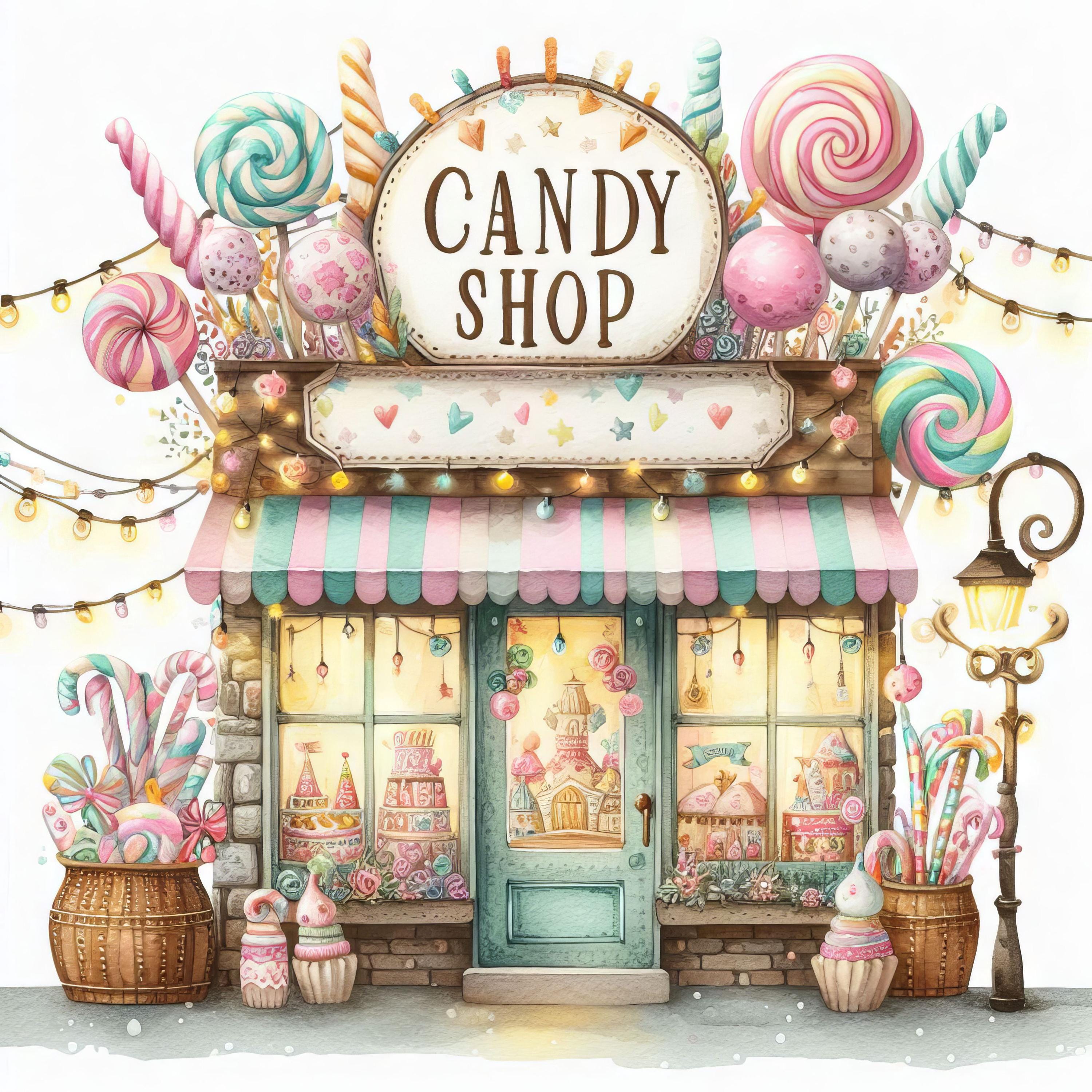 Candy Shop Clip Art 10 High Res Watercolor Jpgs Junk Journaling ...