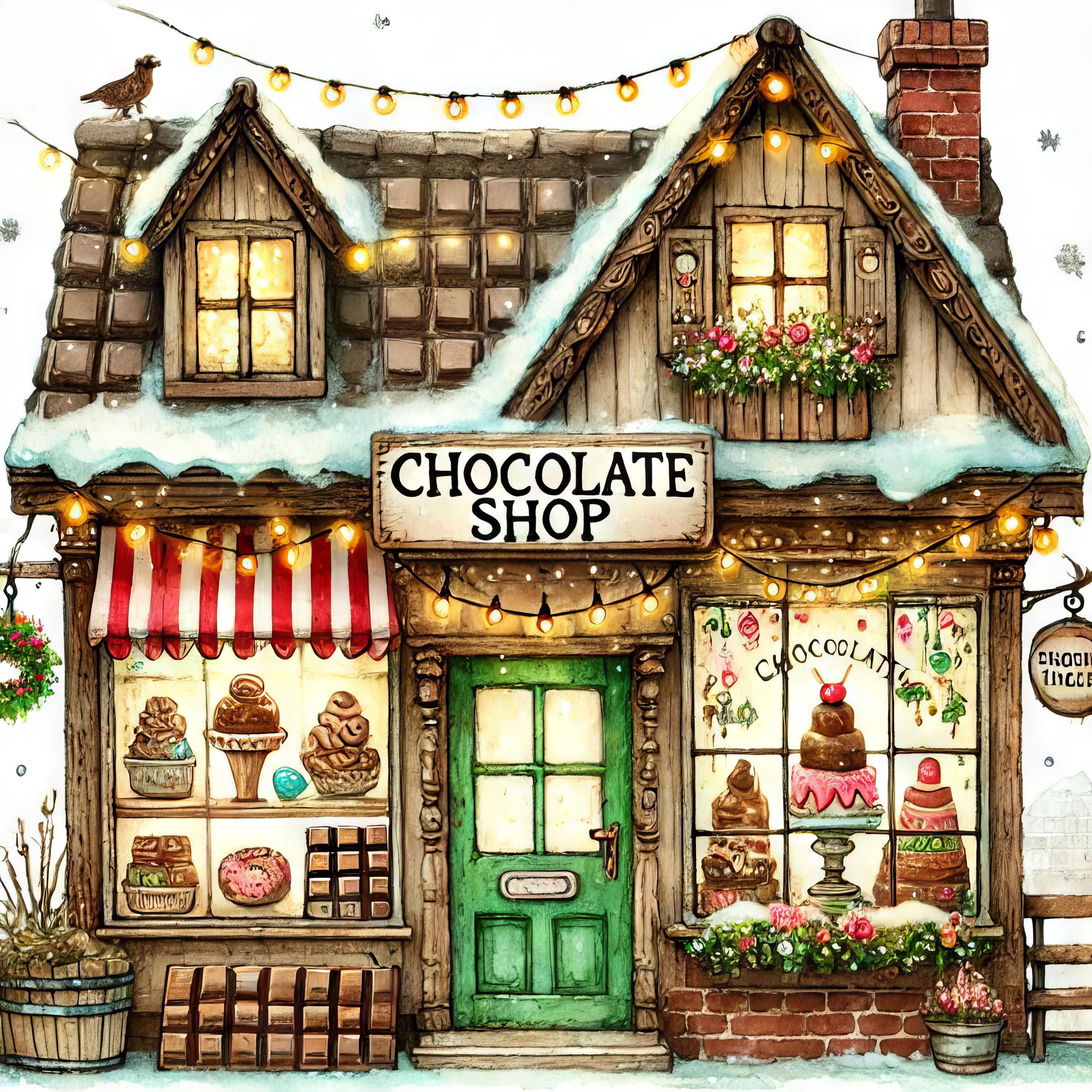 Chocolate Shop Clip Art 10 High Res Watercolor Jpgs Junk Journaling ...