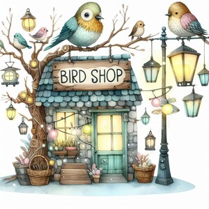 Bird Shop 10 High Res Watercolor Jpgs Junk Journaling, Scrapbooking ...