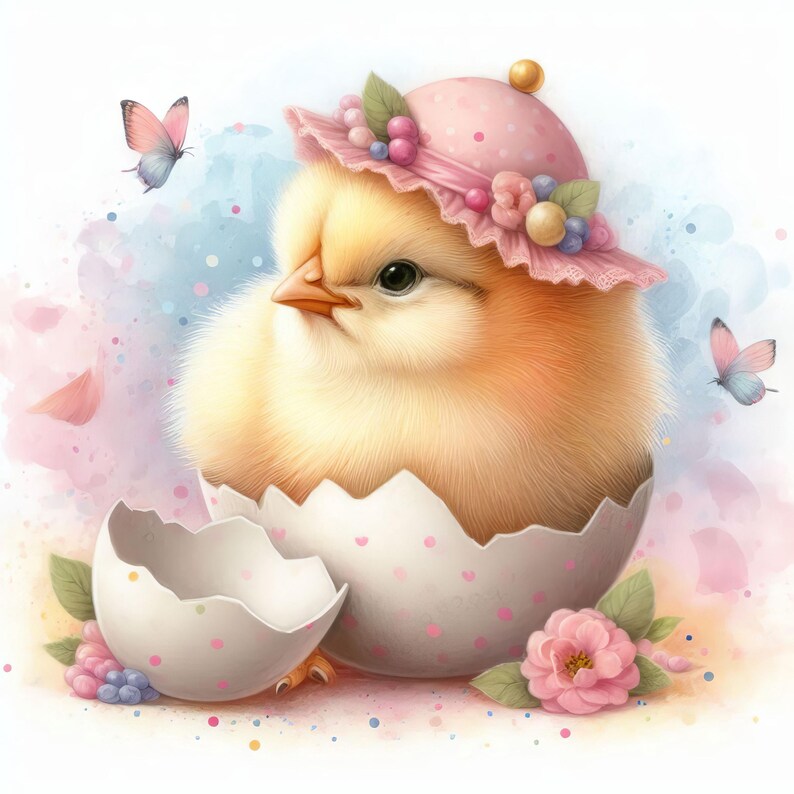 Lovable Chicks: 10 High Res Watercolor Jpgs, Junk Journaling ...