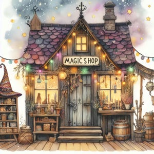 Magic Shop: Clip Art, 10 High Res Watercolor Jpgs, Junk Journaling ...