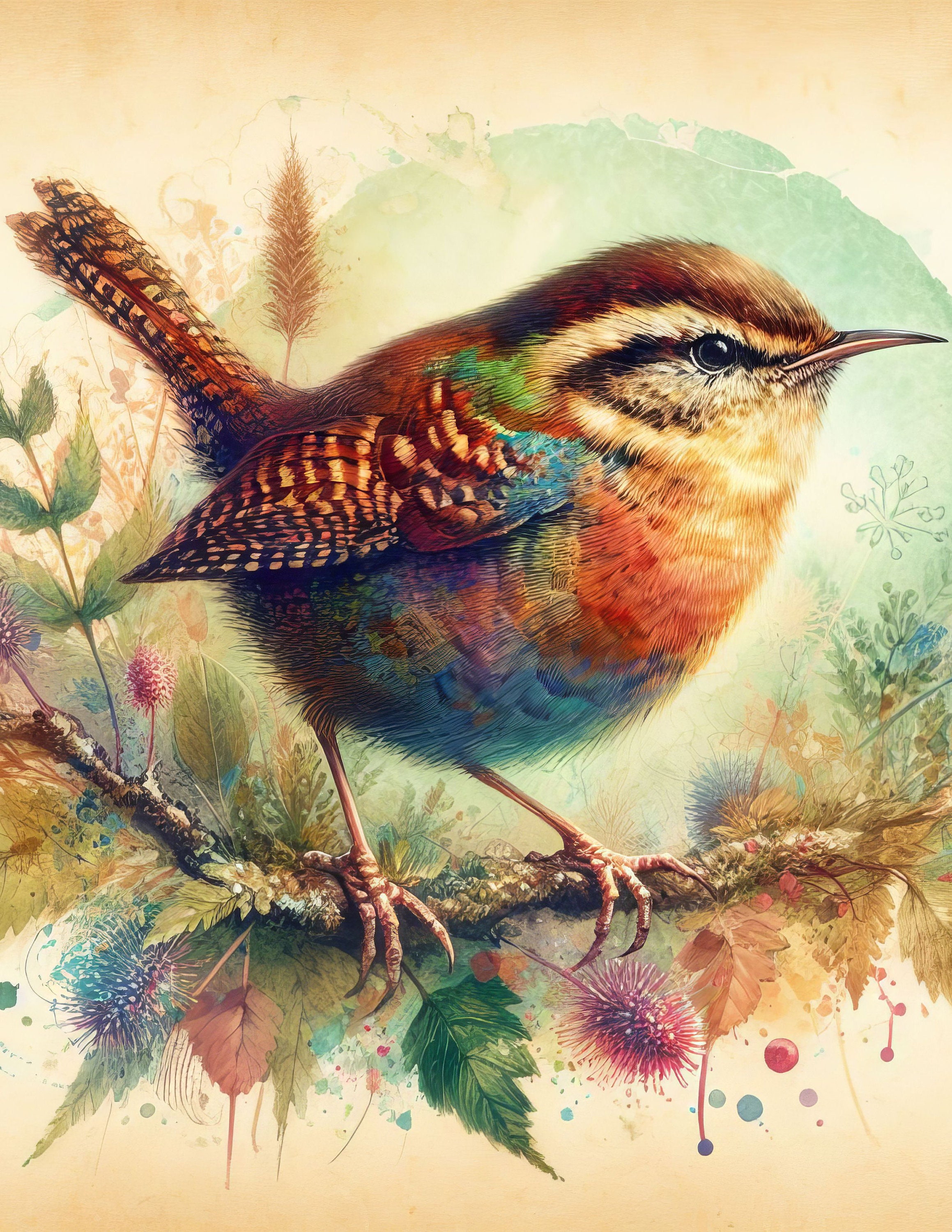 The Wren: Clipart 10 High Res Watercolor Jpgs for Junk Journaling ...