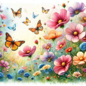 Butterfly Garden Clip Art Bundle 10 High Res Watercolor Jpgs for Junk ...
