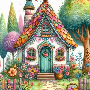 Sweet as Candy Cottage Clip Art Kit 10 High Res Watercolor Jpgs for ...