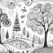 Adult Coloring Pages Whimsical Trees Clip Art 10 High Res Watercolor ...