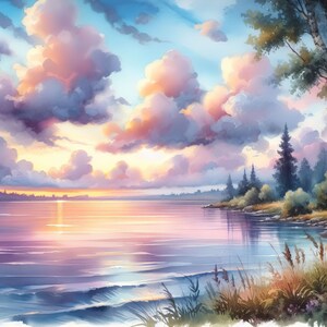 Pastel Clouds Clip Art 10 High Res Watercolor Jpgs for Junk Journaling ...