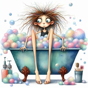 Quirky Bubble Bath Clip Art 10 High Res Watercolor Jpgs Junk Journaling ...