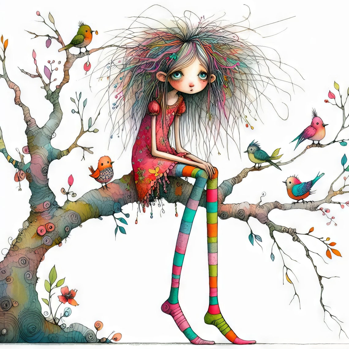 Quirky Tree Clip Art 10 High Res Watercolor Jpgs for Junk Journaling ...