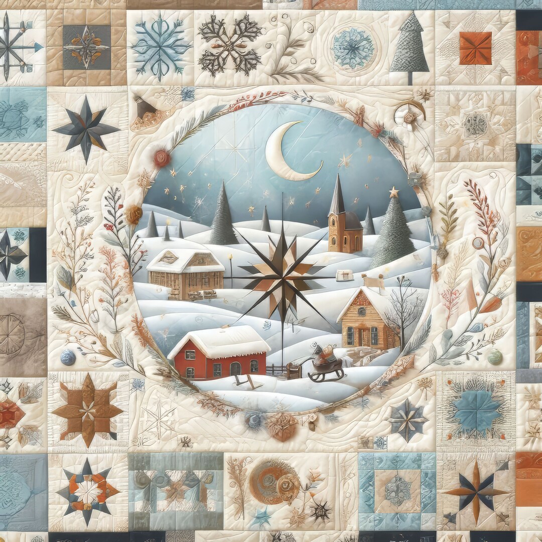 Winter Quilt Clip Art Bundle 10 High Res Watercolor Jpgs for Junk ...