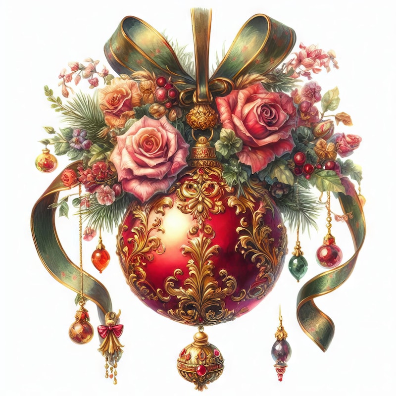 Red Jeweled Ornaments - Etsy