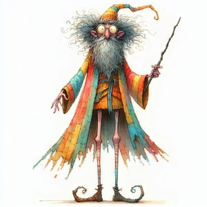 Quirky Wizard: Clip Art, 10 High Res Watercolor Jpgs, Junk Journaling ...