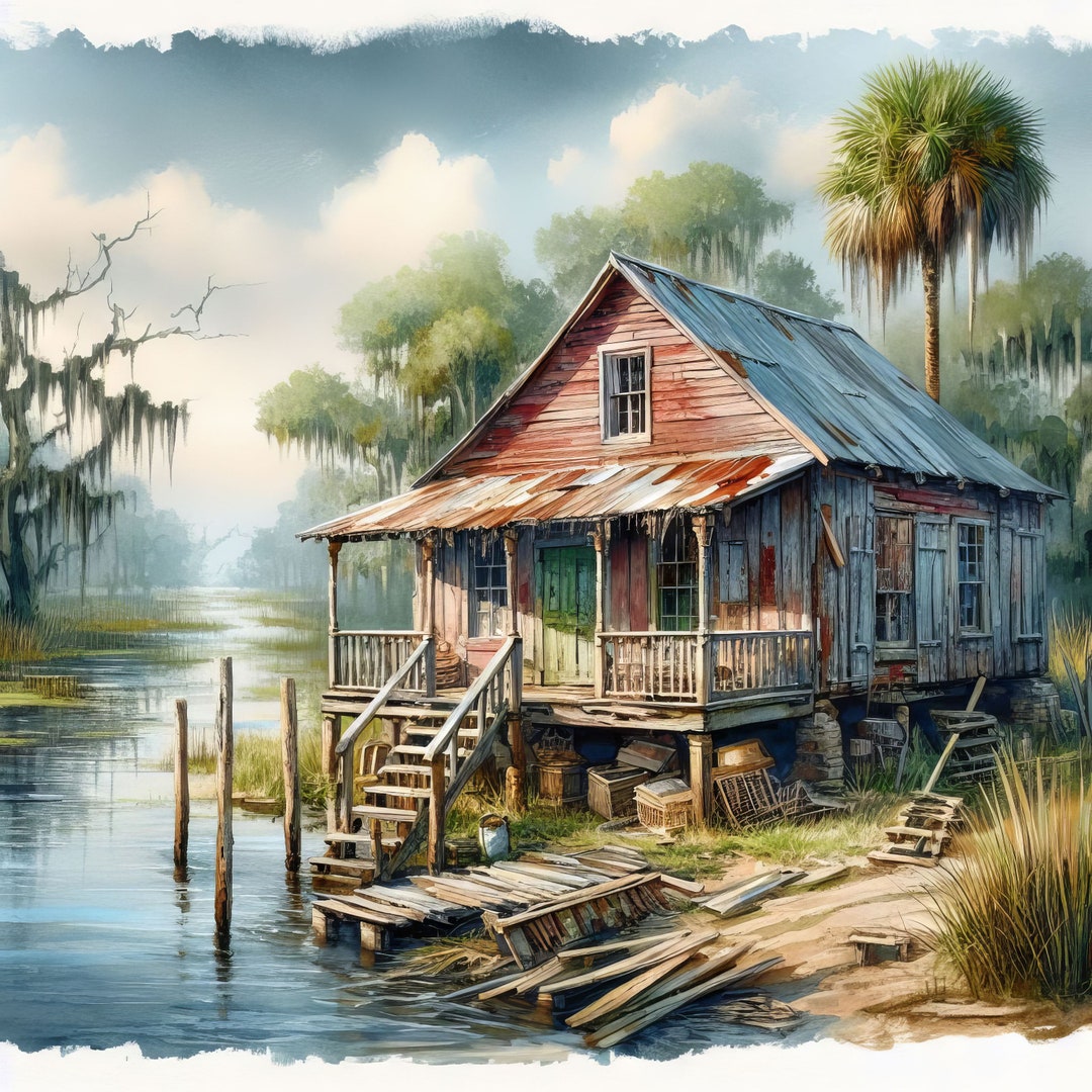 Down on the Bayou Clip Art 10 High Res Watercolor Jpgs for Junk ...