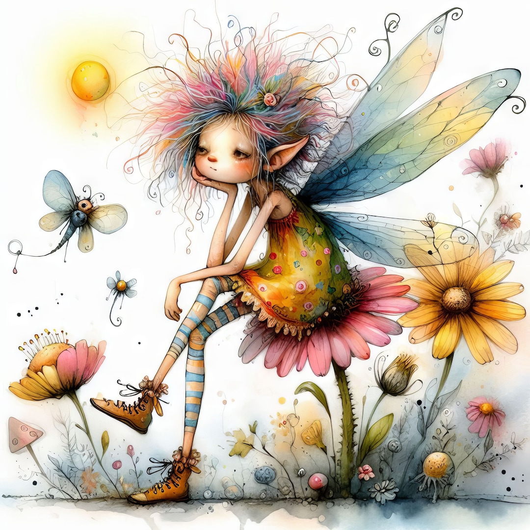 Quirky Fairy #2: Clip Art, 10 High Res Watercolor Jpgs, Junk Journaling ...