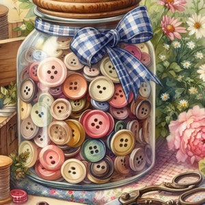 Button Jar Clip Art Bundle 10 High Res Watercolor Jpgs for Junk ...