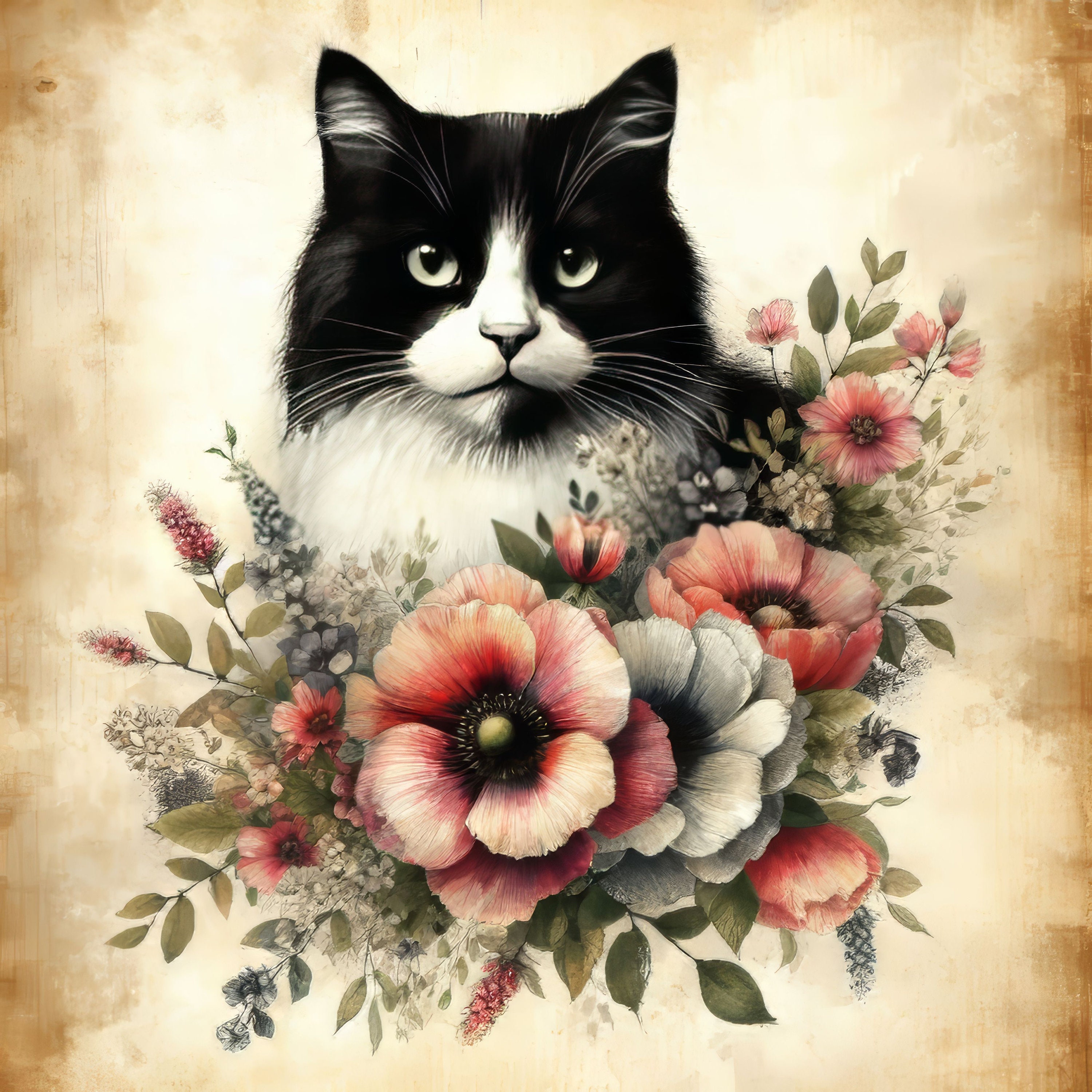 Black and White Tuxedo Cat: 10 High Res Watercolor Jpgs, Junk ...