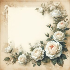 White Rose Paper Clip Art 10 High Res Watercolor Jpgs for Junk ...