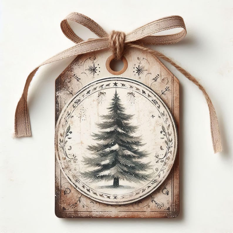 Rustic Christmas Tags: 10 High Res Watercolor Jpgs, Junk Journaling ...