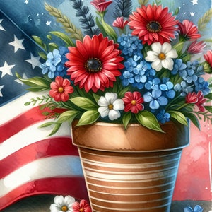 USA Patriotic Flowers Clipart Bundle 10 High Res Watercolor Jpgs for ...