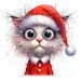 Quirky Santa Cat: Clip Art, 10 High Res Watercolor Jpgs, Junk ...