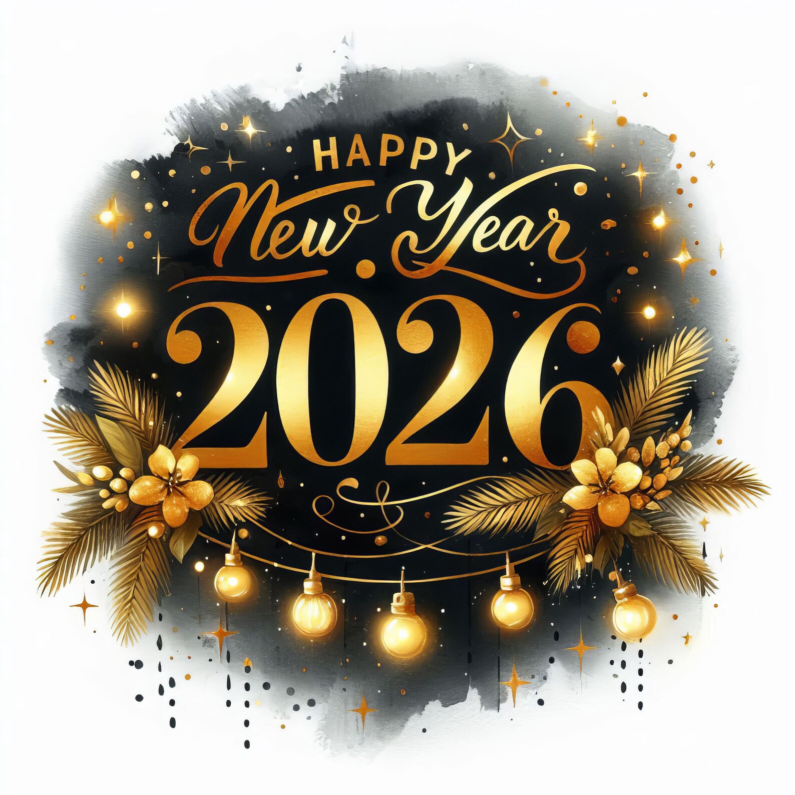 Happy New Year 2026: 10 High Res Watercolor Jpgs, Junk Journaling ...