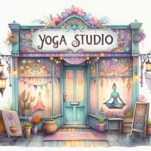 Yoga Studio Clip Art 10 High Res Watercolor Jpgs Junk Journaling ...