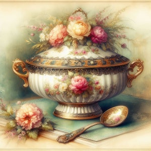 Victorian Tureen: Clip Art 10 High Res Watercolor Jpgs for Junk ...