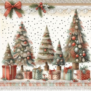 Christmas Tree Paper: Clip Art, 10 High Res Watercolor Jpgs, Junk ...