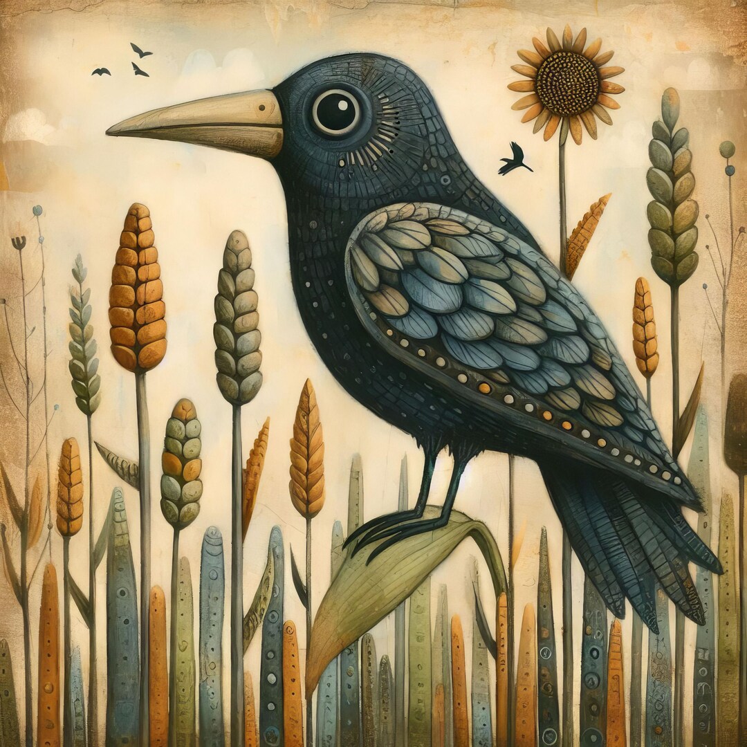 Crow in Cornfield Clipart Bundle 10 High Res Watercolor Jpgs for Junk ...