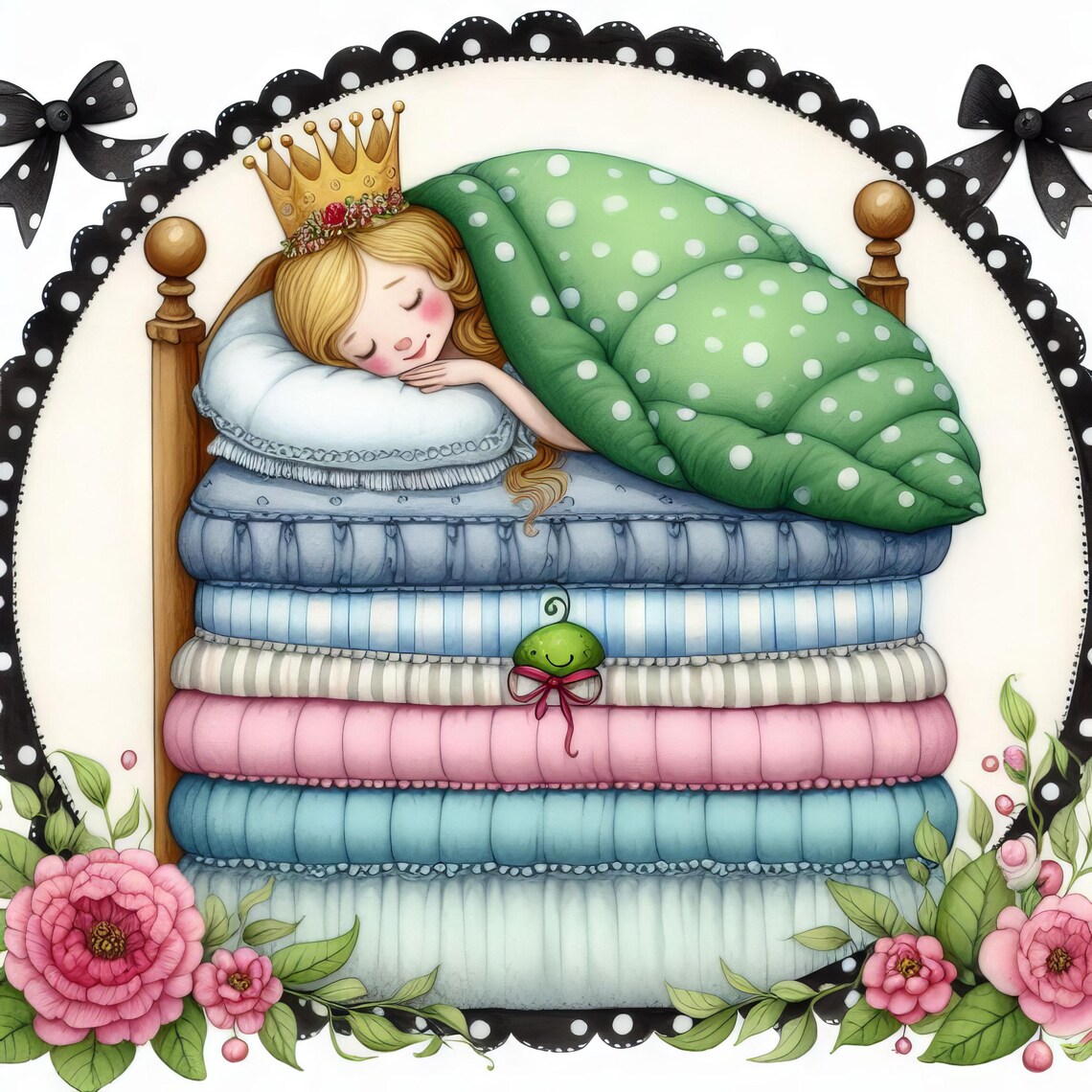 The Princess and the Pea: 10 High Res Watercolor Jpgs, Junk Journaling ...