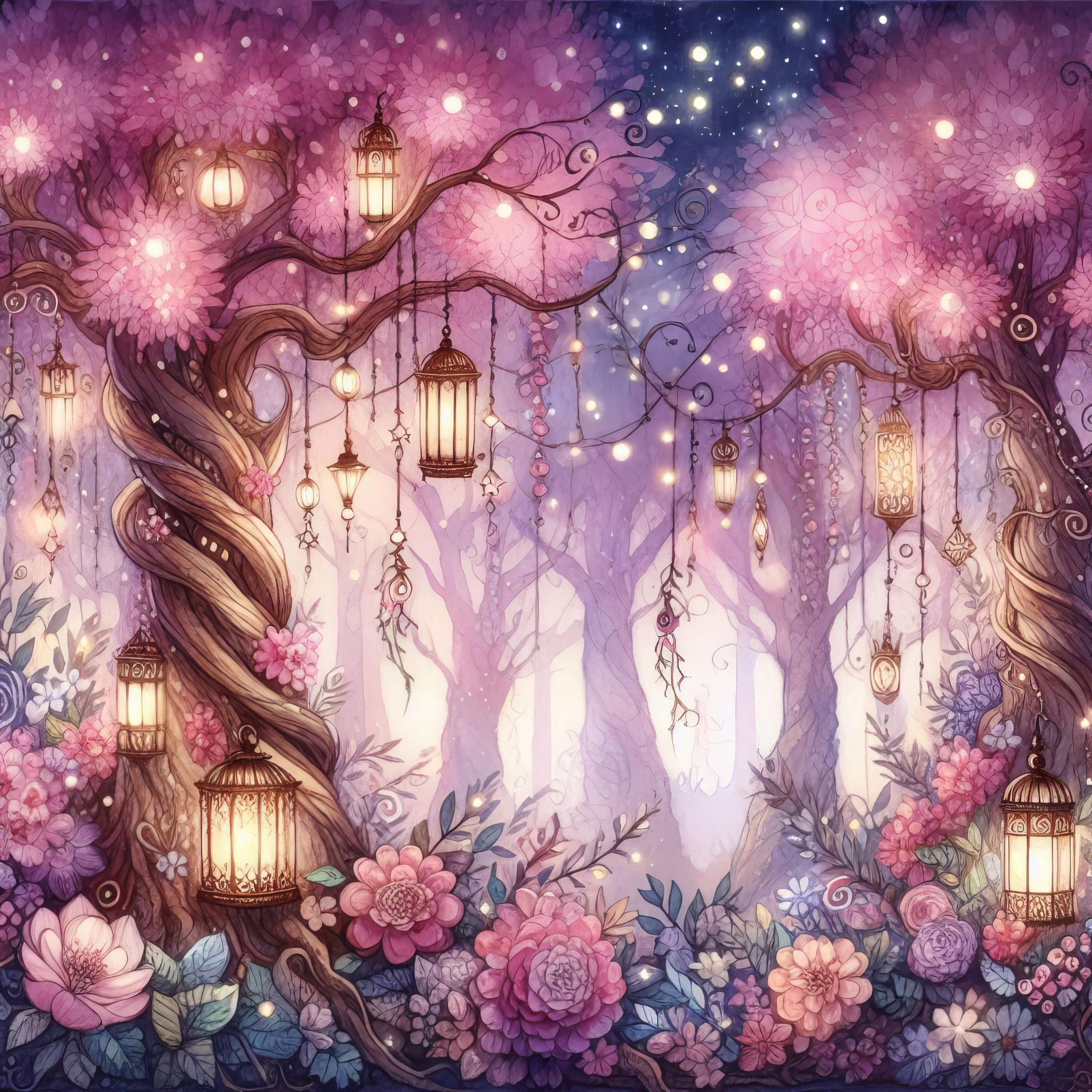 Pink Magical Forest: Clip Art 10 High Res Watercolor Jpgs Junk ...