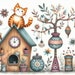 Whimsical Cats Clip Art 10 High Res Watercolor Jpgs for Junk Journaling ...