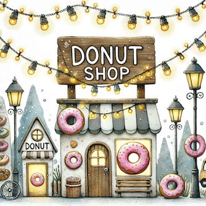 Donut Shop Clip Art 10 High Res Watercolor Jpgs Junk Journaling ...